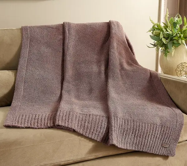 Barefoot Dreams Cozychic 45x60 Stacked Rib Border Blanket - One-color
