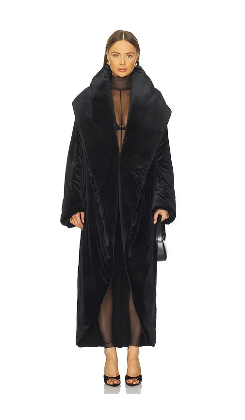 Norma Kamali Oversized Shawl Collar Maxi Coat - Black