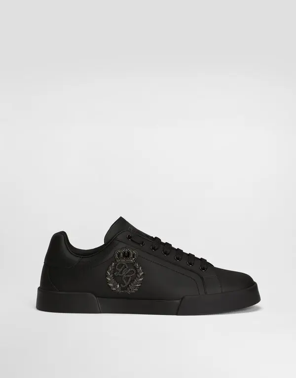 Dolce & Gabbana Portofino Light Strobel Calfskin Sneakers - Black