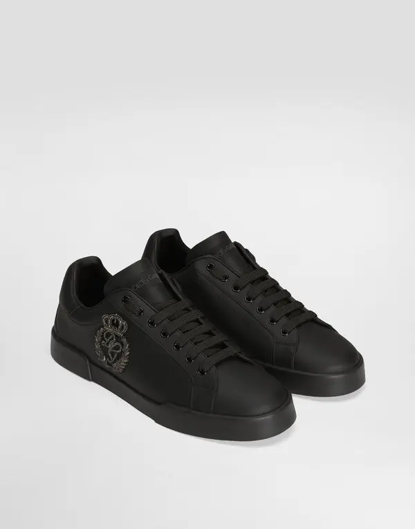 Dolce & Gabbana Portofino Light Strobel Calfskin Sneakers - Black