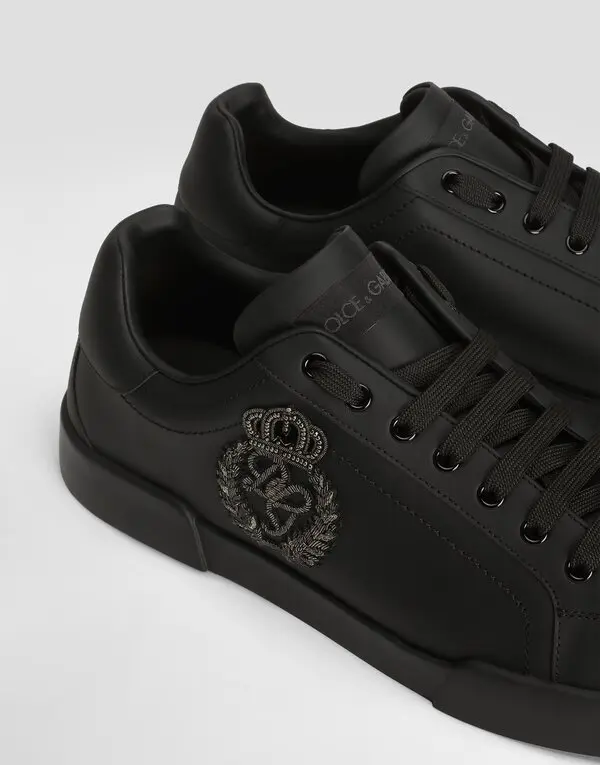Dolce & Gabbana Portofino Light Strobel Calfskin Sneakers - Black