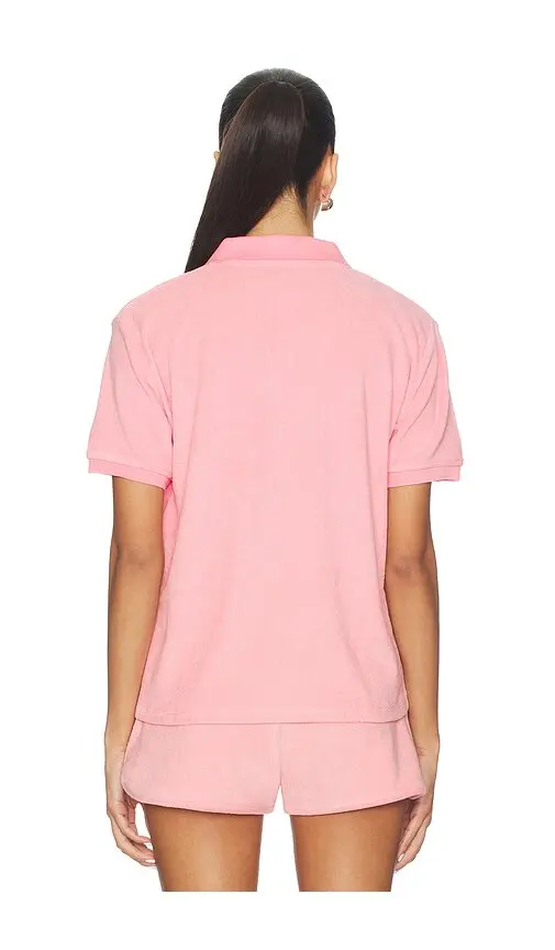 Hunza G Towelling Embroidered Polo - Pink
