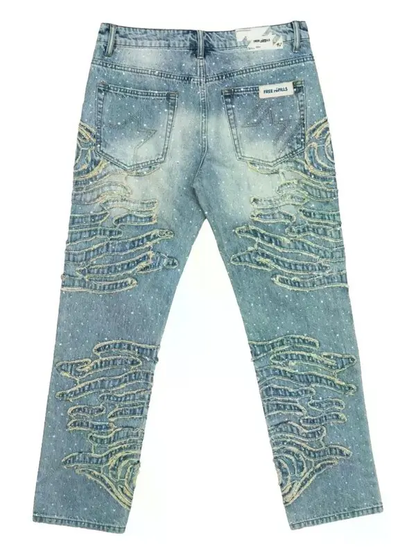 FREE REFILLS Zebra-pattern Rhinestone Jeans - Blue