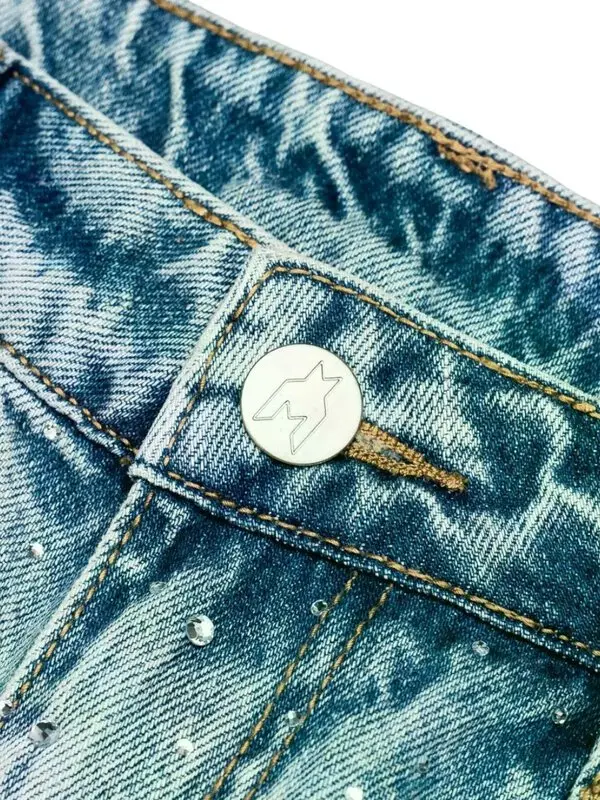 FREE REFILLS Zebra-pattern Rhinestone Jeans - Blue
