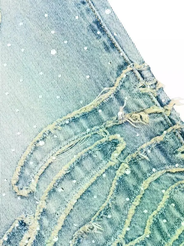 FREE REFILLS Zebra-pattern Rhinestone Jeans - Blue