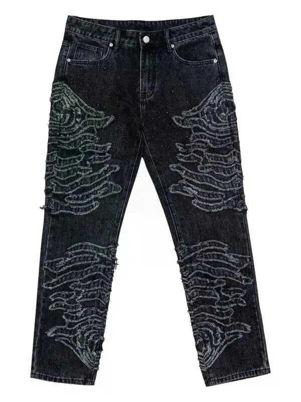 FREE REFILLS Zebra-pattern Embellished Jeans - Black