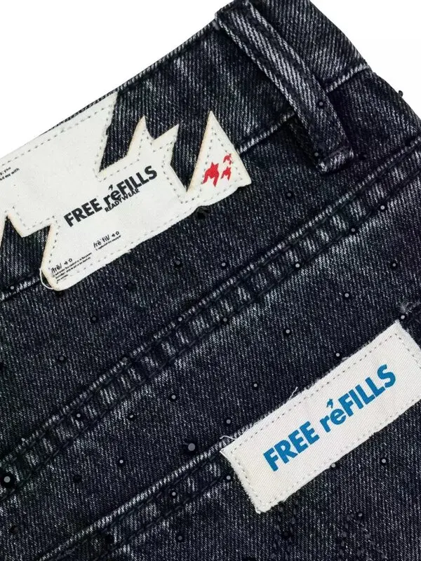 FREE REFILLS Zebra-pattern Embellished Jeans - Black