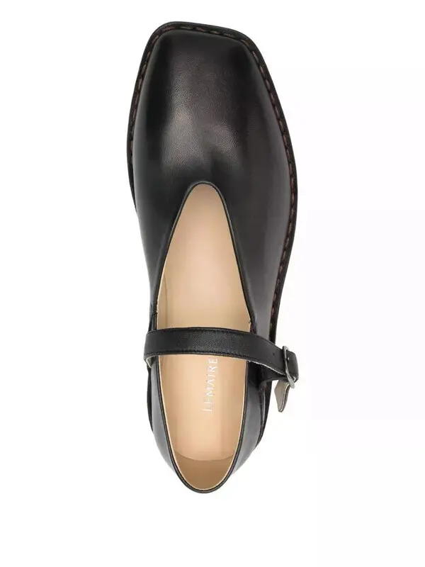 LEMAIRE Leather Flat Pumps - Black