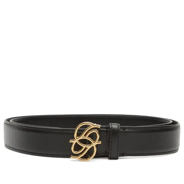 Drole De Monsieur Leather Belt With Mirrored Buckle - Black