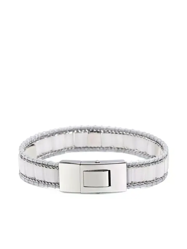 NIALAYA JEWELRY Stud-embellished Jade Bracelet - Silver