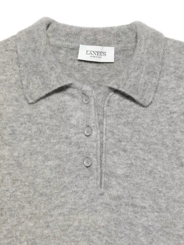 LANEUS Buttoned Polo Top - Grey