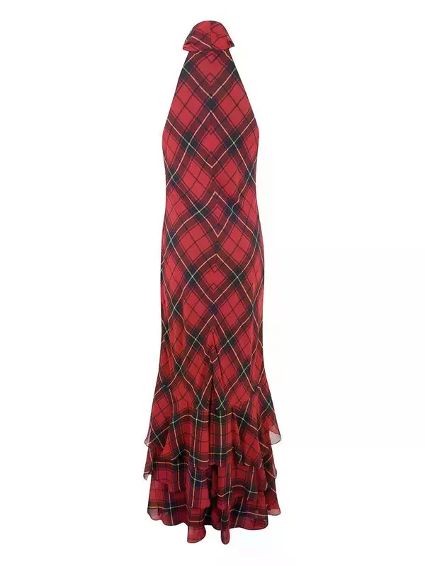 Ralph Lauren Plaid Ruffled Halter Dress