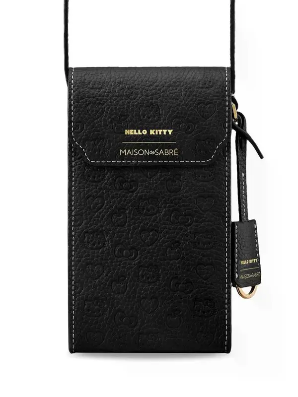 MAISON DE SABRE X Hello Kitty Embossed Flap Leather Phone Pouch