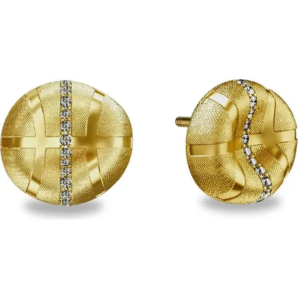 PASCAL Leaking Ball Linear Diamond Earrings - Gold/white Diamond