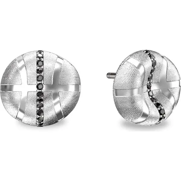PASCAL Leaking Ball Linear Diamond Earrings - Silver/black Diamond