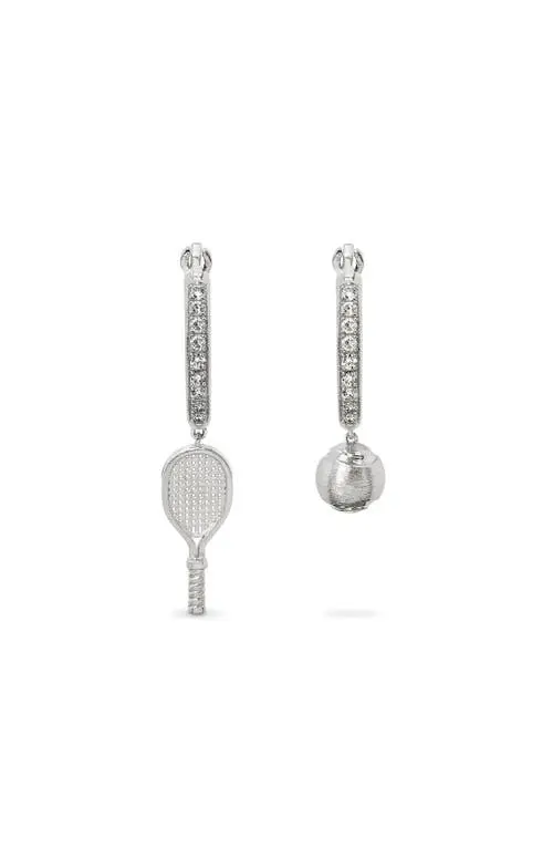 PASCAL Tennis Hoop Earrings - Silver/white Diamond