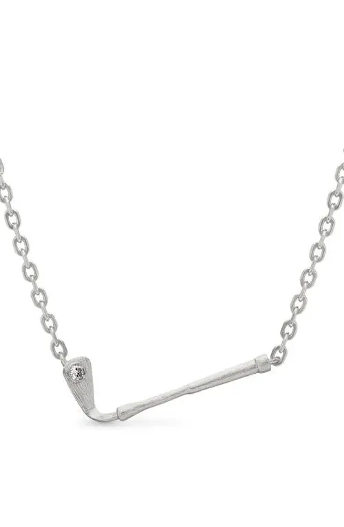 PASCAL Golf Club Pendant Necklace - Silver/white Diamond