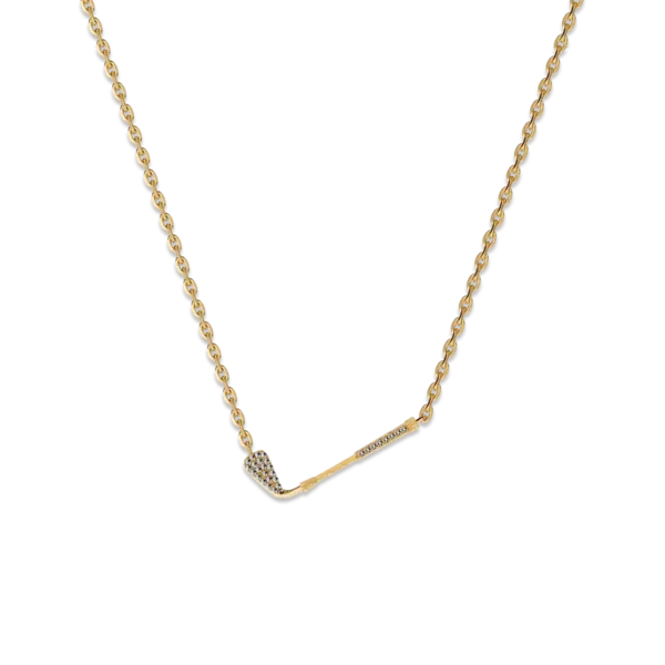 PASCAL Golf Club Pendant Necklace - Gold/white Diamond