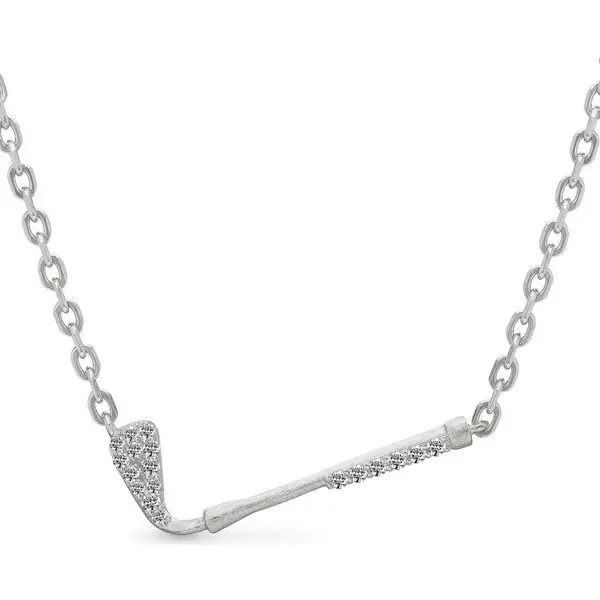 PASCAL Golf Club Pendant Necklace With White Diamonds In 18k Gold Vermeil - Silver Diamond