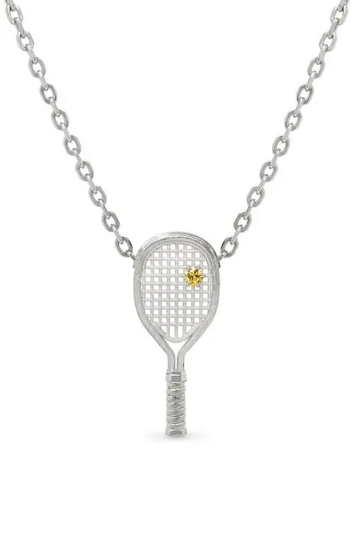 PASCAL Tennis Racket Pendant Necklace - Silver/yellow Diamond
