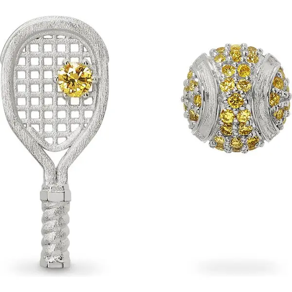 PASCAL Tennis Stud Earrings - Silver/yellow Diamond