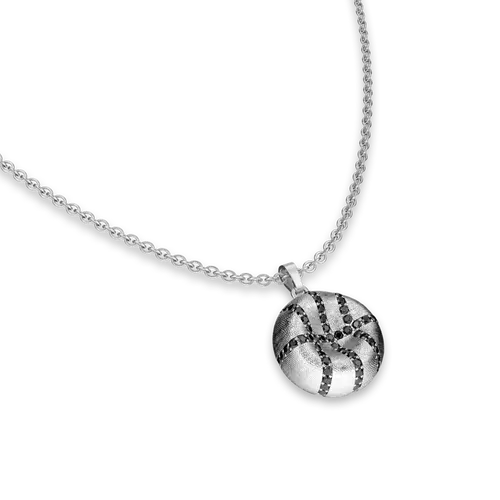 PASCAL Basketball Leaking Ball Diamond Pavé Necklace - Silver/black Diamond