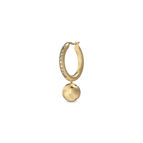 PASCAL Tennis Ball Hoop Earring - Gold/white Diamond