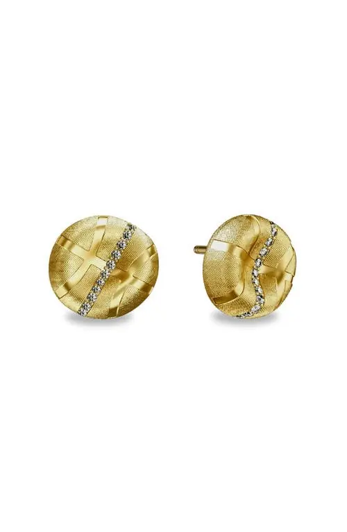 PASCAL Basketball Linear Diamond Vermeil Earrings - Gold/white Diamond