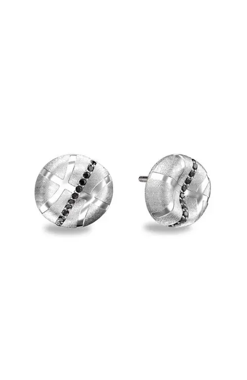 PASCAL Basketball Linear Diamond Vermeil Earrings - Silver/black Diamond