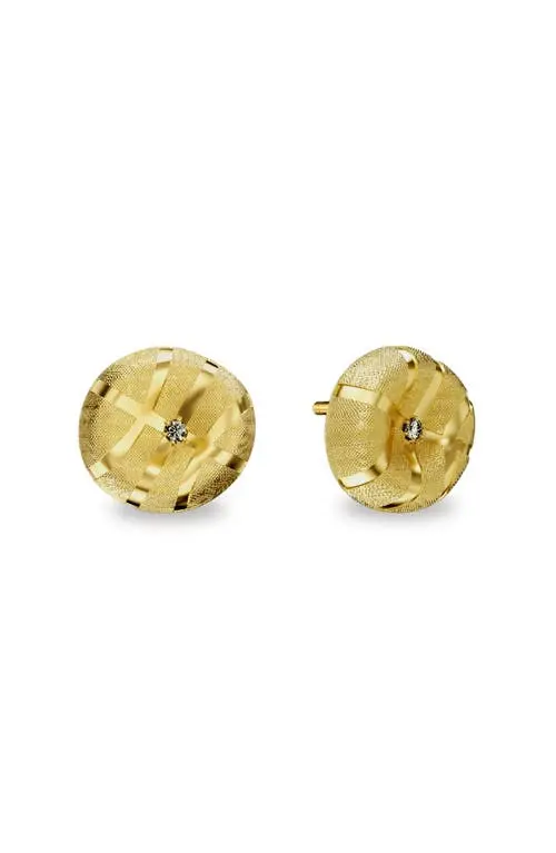 PASCAL Crooked Ball Diamond Earrings - Gold/white Diamond