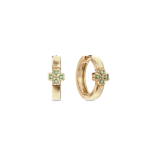 PASCAL Lucky Clover Hoop Earrings - Gold/green Diamond