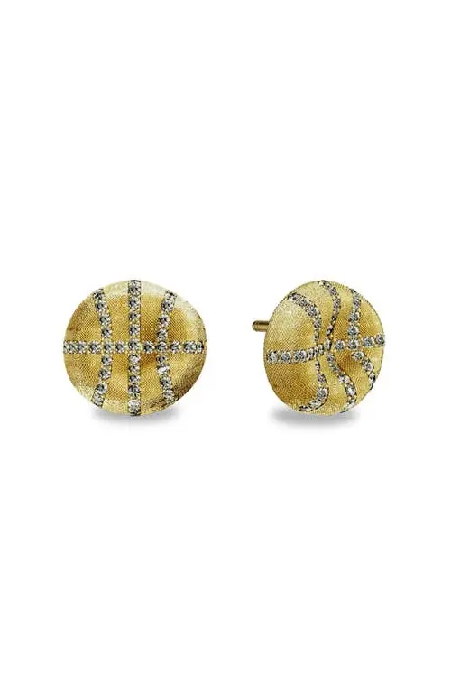 PASCAL Basketball Diamond Pavé Earrings - Gold/white Diamond