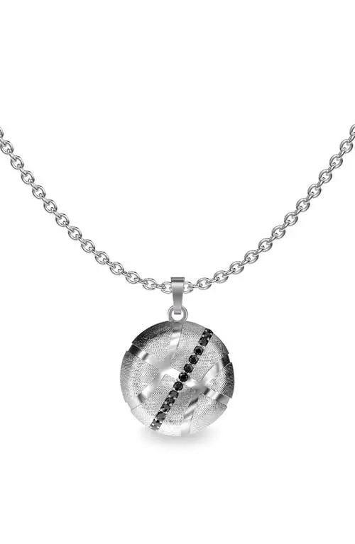 PASCAL The Basketball Linear Diamond Necklace - Silver/black Diamond
