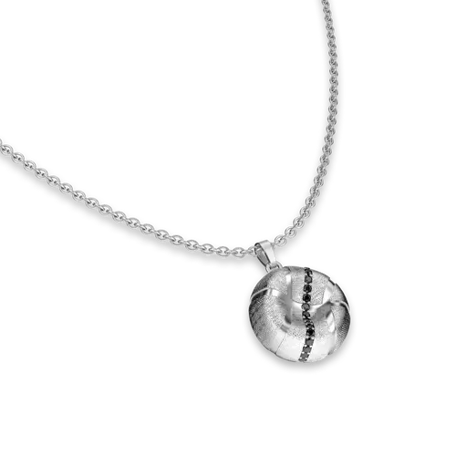 PASCAL The Basketball Linear Diamond Necklace - Silver/black Diamond