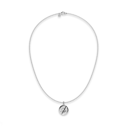 PASCAL The Basketball Linear Diamond Necklace - Silver/black Diamond