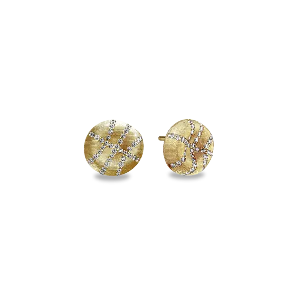 PASCAL Diamond Pavé Basketball Earrings - Gold/white Diamond