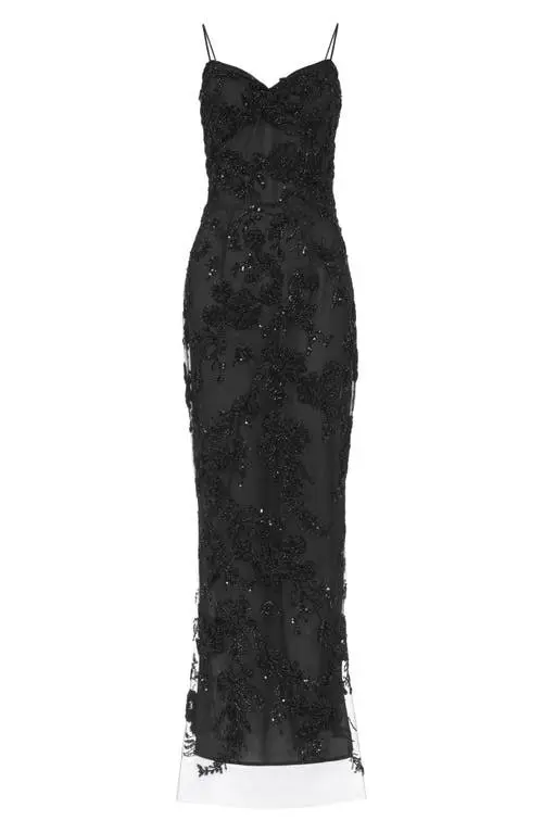 SAU LEE Sammie Beaded Floral Gown