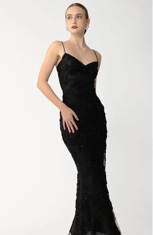 SAU LEE Sammie Beaded Floral Gown