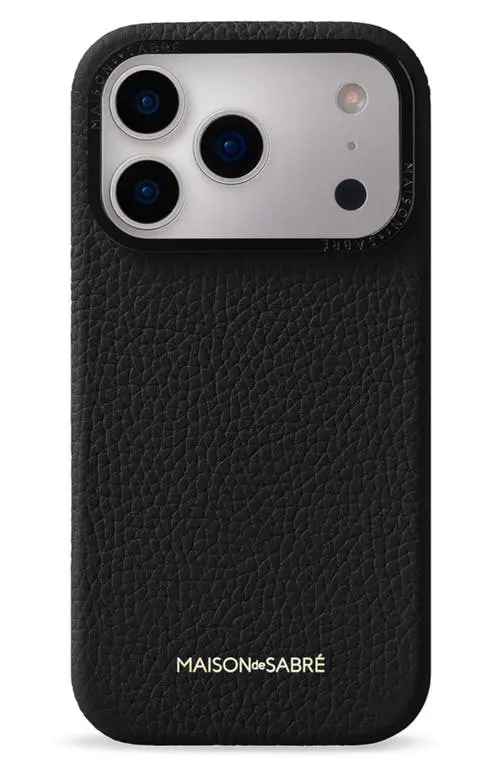 MAISON DE SABRE Leather Phone Case - Black Caviar