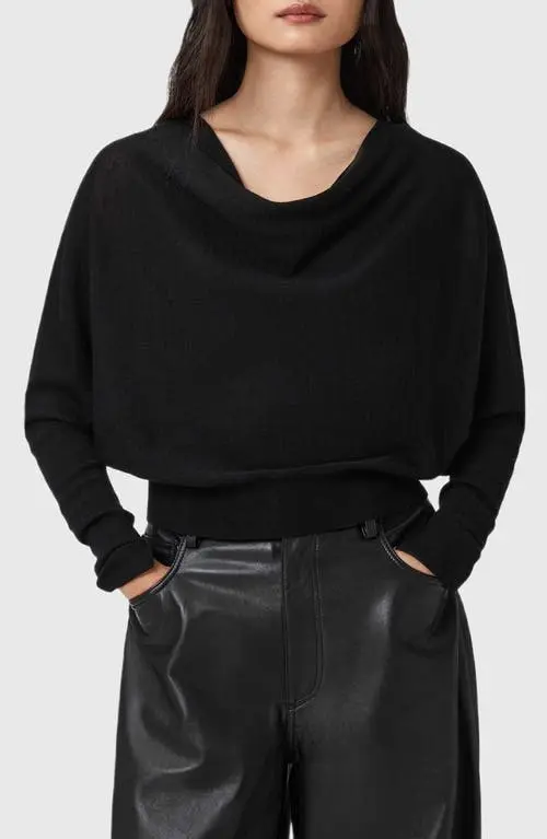 ALLSAINTS Ridley Dolman Sleeve Crop Sweater - Black