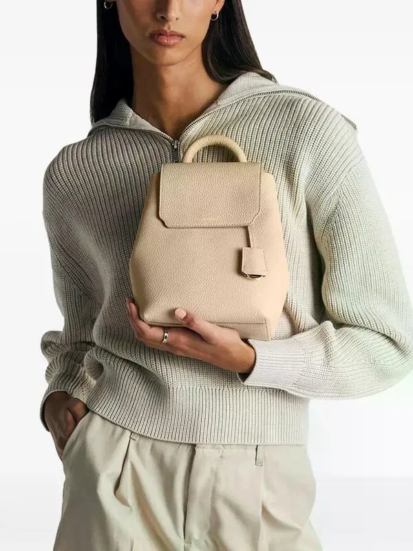 MAISON DE SABRE Mini Soft Leather Backpack With Top Handle And Adjustable Shoulder Straps - Neutrals