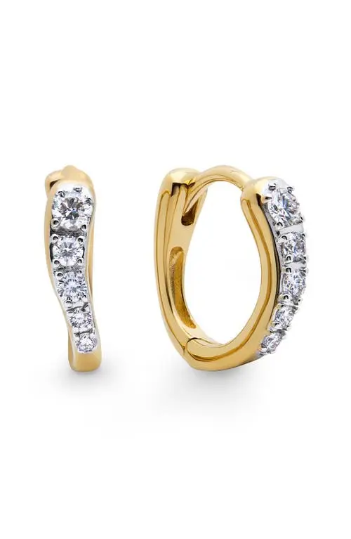 Monica Vinader Riva Pavé Lab Grown Diamond Huggie Hoop Earrings - 18ct Gold Vermeil