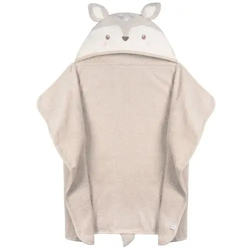 JUST BORN Tan Character Hooded Towel - Deer