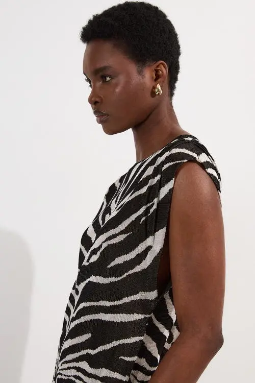 Karen Millen Jacquard Zebra Print Slinky Maxi Dress