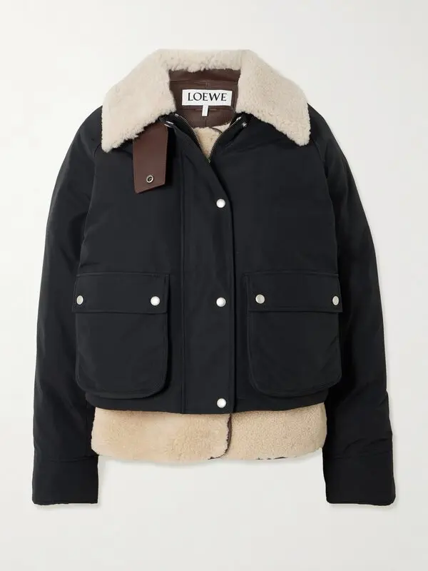 Loewe Shearling-lined Padded Cotton-blend Jacket - Black