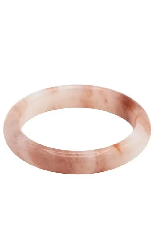 SEREE Peach Blossom Jade Stone Bangle - Pink