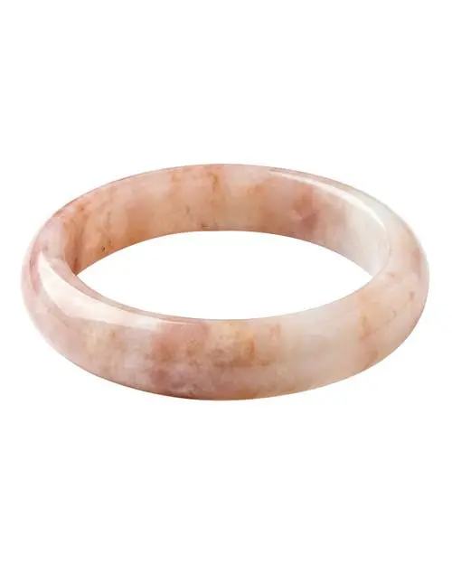 SEREE Peach Blossom Jade Stone Bangle - Pink