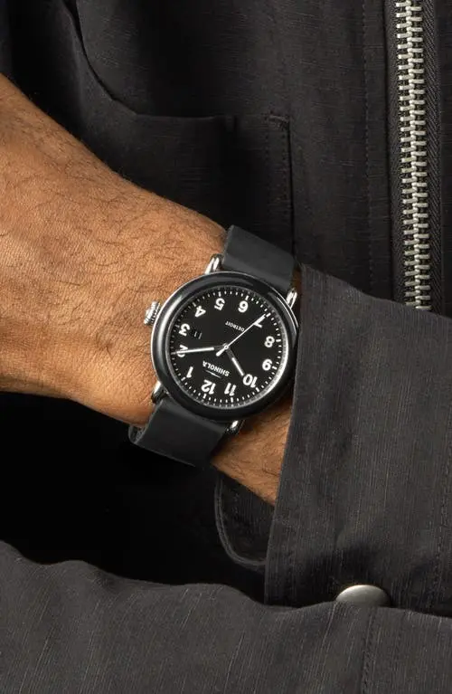 Shinola Detrola Rubber Strap Watch - Black