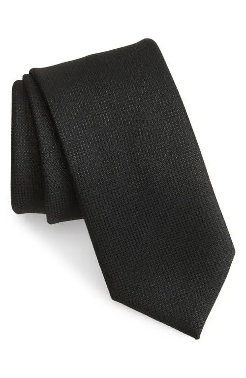 BOSS Solid Virgin-wool Blend Tie - Black
