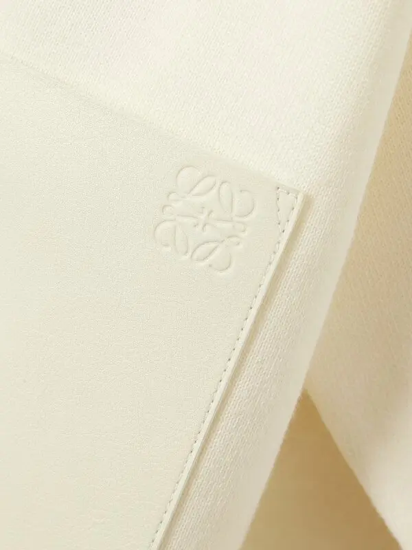 Loewe Leather-trimmed Wool-blend Zip-up Hoodie - White